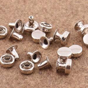 50sets 7mm Mini Silver Rivets Metal Button Double Capped Rivets Double ...