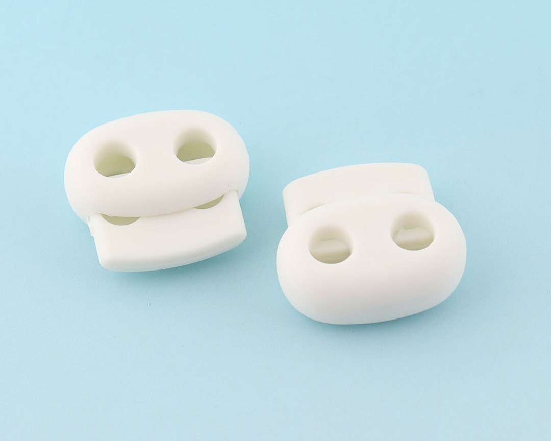 Cord Stopper 10pcs 20mm White Plastic Toggle Cord Two Hole Lock Stopper ...