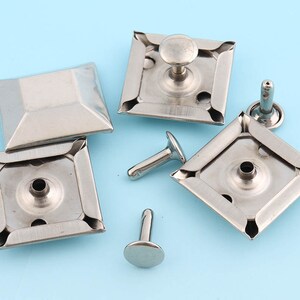 Silver Rivets 25*16mm Metal Button Rectangle Cap Rivets Double Capped ...