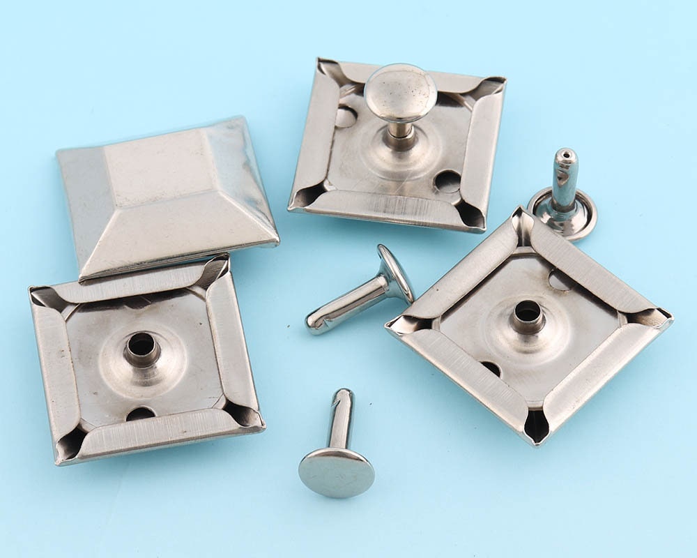 Silver Rivets 25*16mm Metal Button Rectangle Cap Rivets Double Capped ...