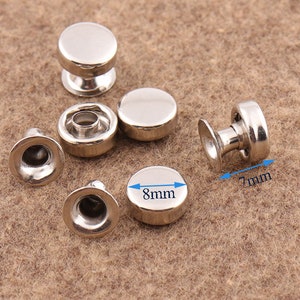 50sets 7mm Mini Silver Rivets Metal Button Double Capped Rivets Double ...