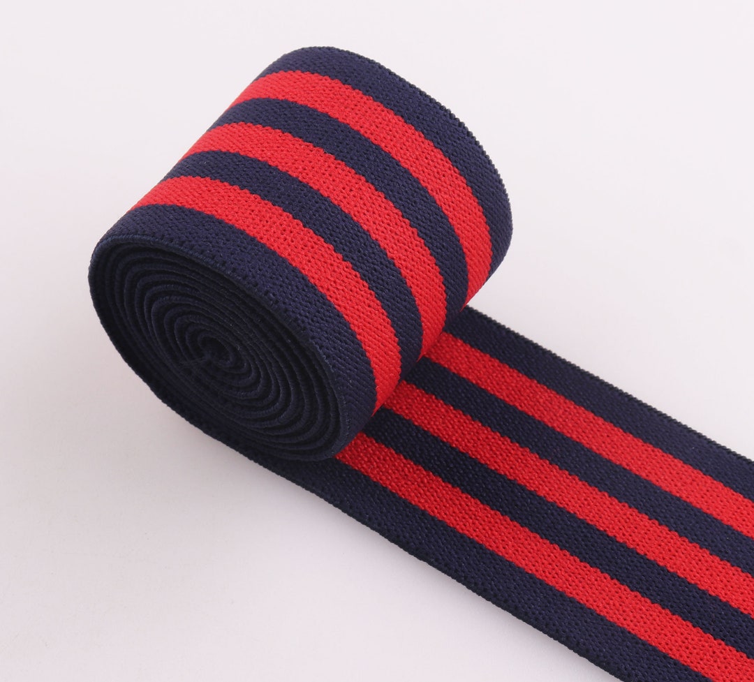 Red Elastic Webbing 38mm Paddy Webbing Dark Blue Stripes Webbing Straps ...
