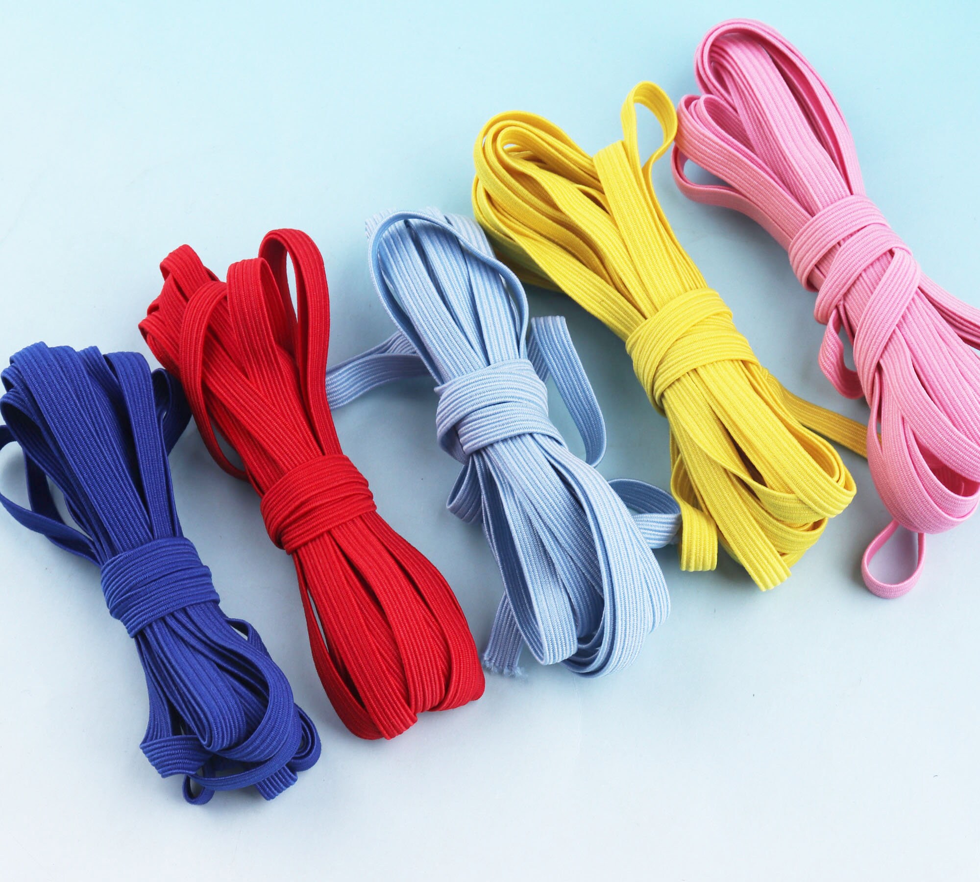 5mm/6mm(1/4") Flat Elastic Cord for Mask Colorful Elastic Cord Spool ...