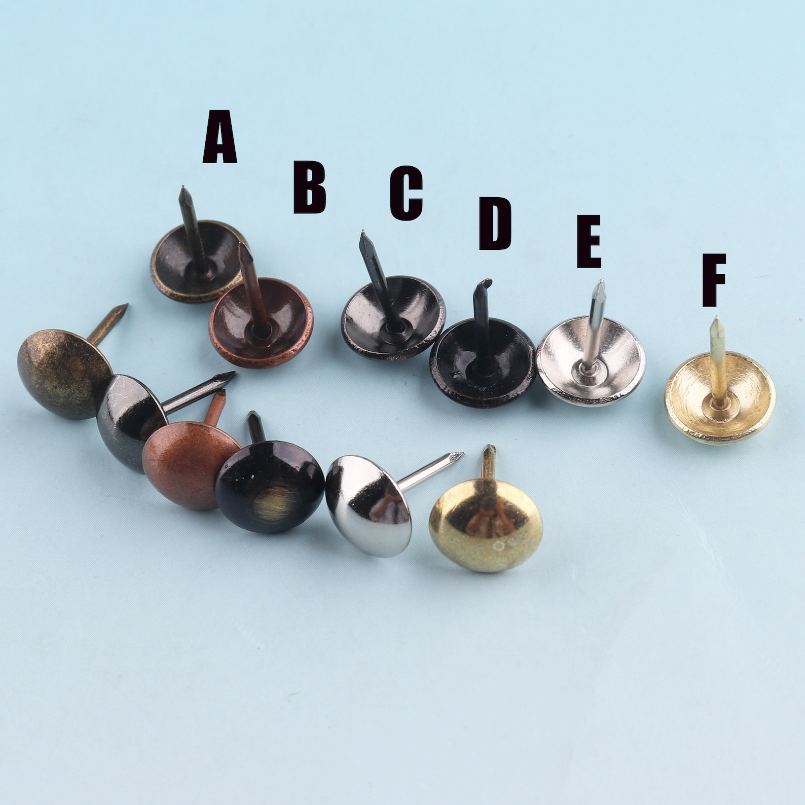 50sets 10mm Upholstery Tacks Nail Black Round Tacks Metal Button Metal ...