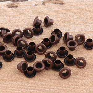 100pcs Brown Eyelets 6mm/8mm Round Grommet Eyelets Metal Eyelet for ...