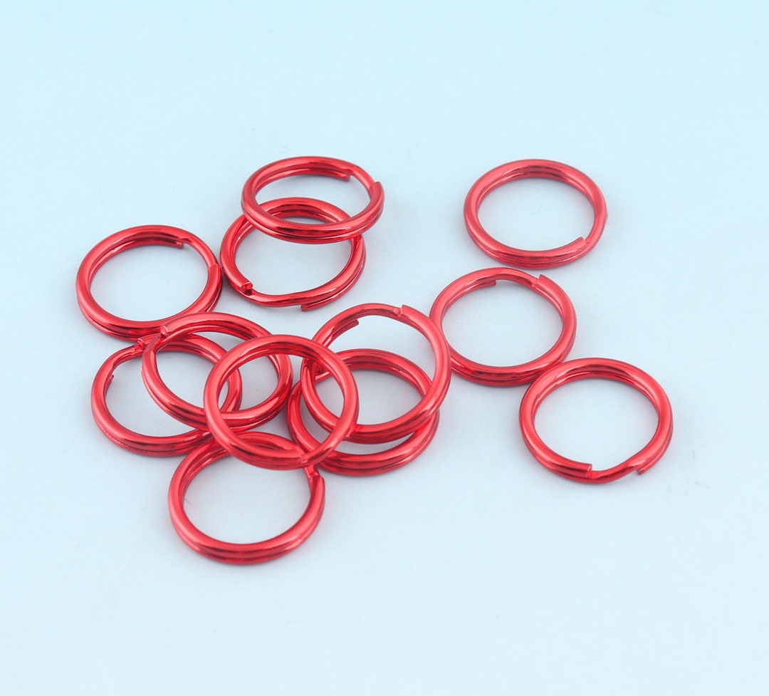 Mini Split Rings Keyrings 12mm Red O Rings Jump Rings Metal Key Fob ...