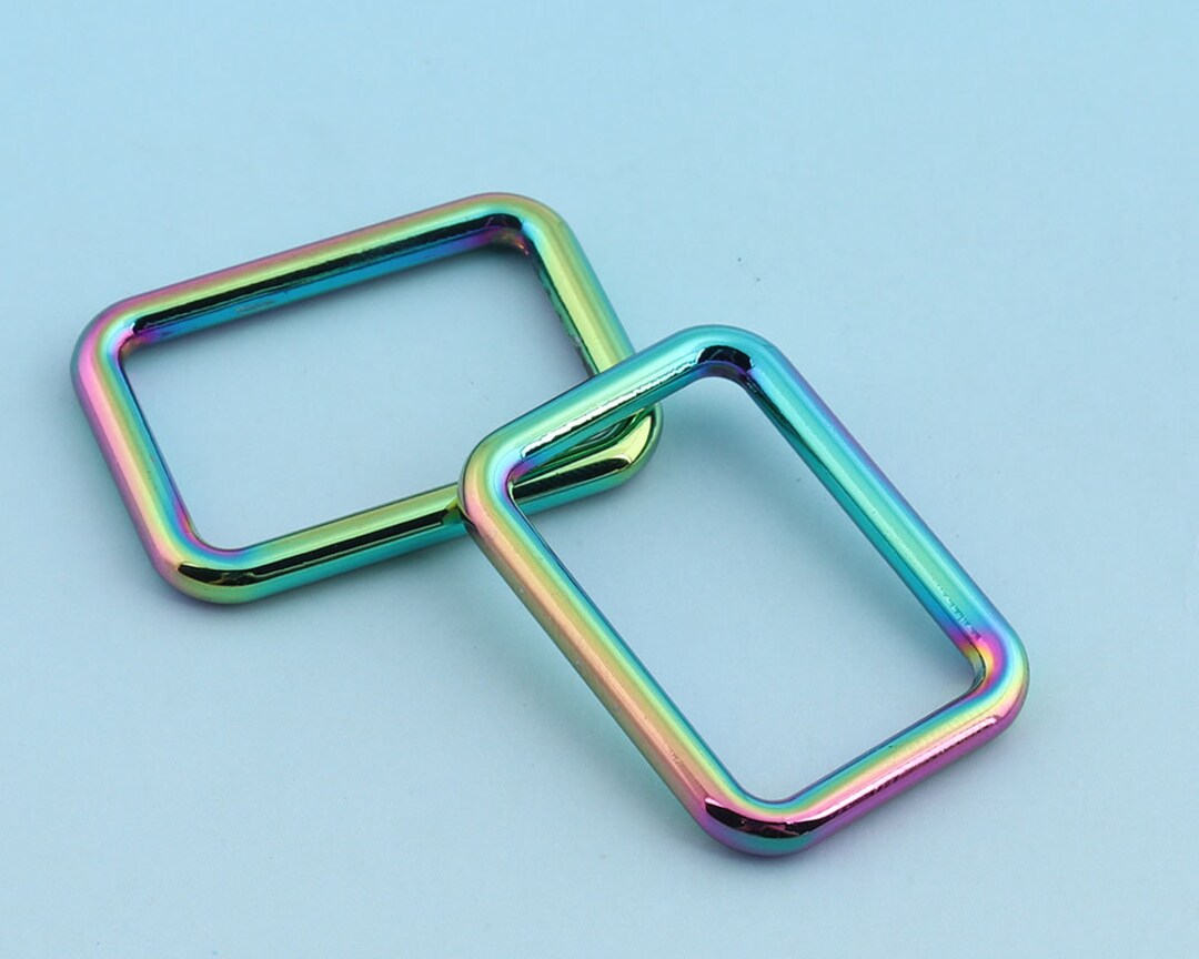 Rainbow Rectangular Rings 1.5inch Metal/zinc Alloy Rectangle Rings for ...