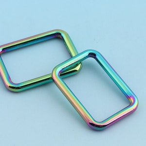 Rainbow Rectangular Rings 1.5inch Metal/zinc Alloy Rectangle Rings for ...