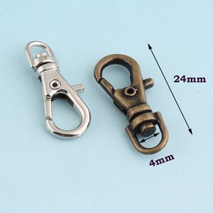 50pcs 24mm Mini Swivel Claw Clips Silver Swivel Snap Clasp Snap Hook ...
