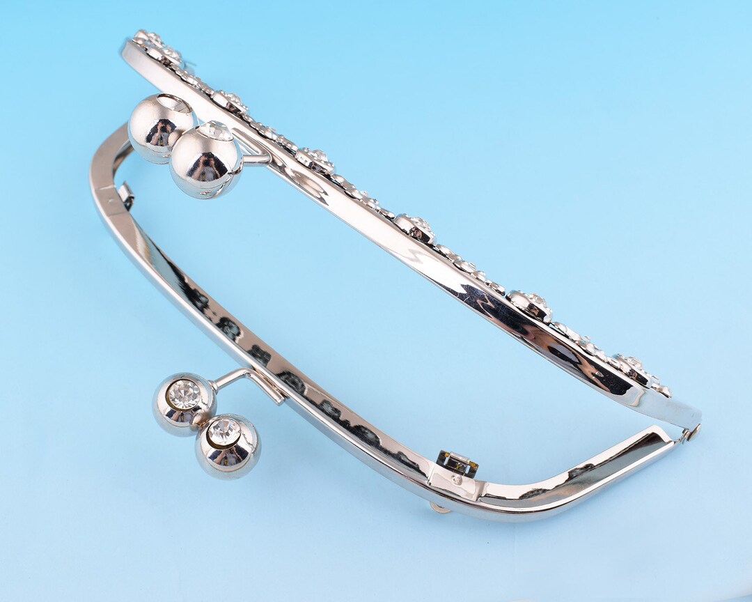 Silver Bag Frame 8 1/4" Diamond Purse Frame Kiss Clutch Bag Frame ...