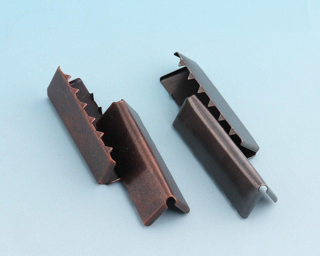 Red Copper Ribbon End Clamps 30pcs 39mm Ribbon End Fastener Clasp Crimp ...