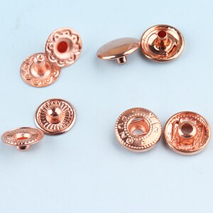 50 Sets 10mm Snap Fastener Rose Gold Snap Buttons Clothing Button Coat ...