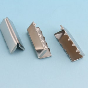 Silver Ribbon End Clamps 50pcs 1"(inch)25mm Ribbon End Fastener Clasp ...