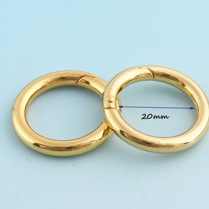 Golden Spring Hook 25pcs 20mm Push Gate Snap Hook O Ring Large Key ...