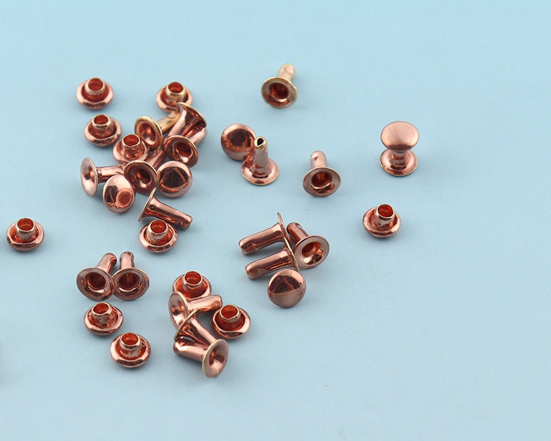 Rose Gold Double Caped Rivets 100pcs 4mm Mini Rivets Metal Button ...