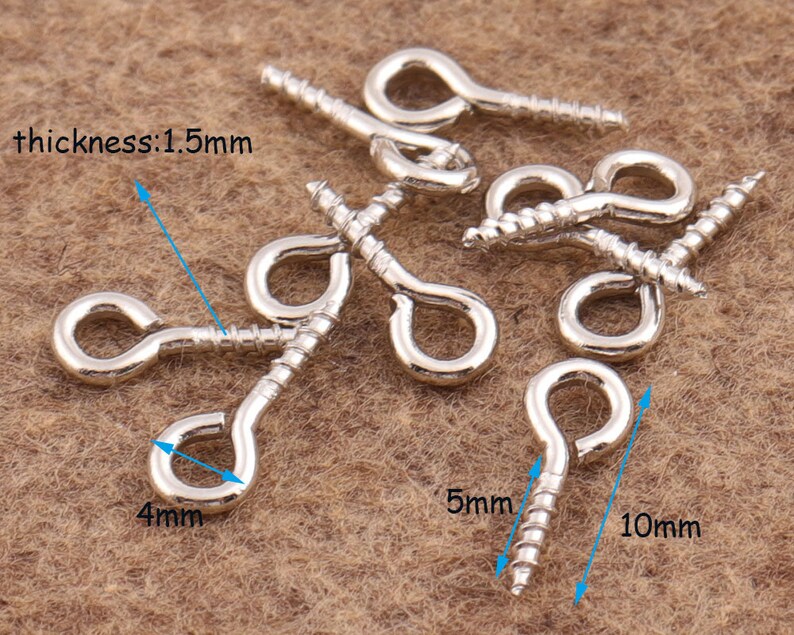 Tiny Screw Eye Hook for Pendants -200pcs 10*4mm-metal Screw Eye Pins ...