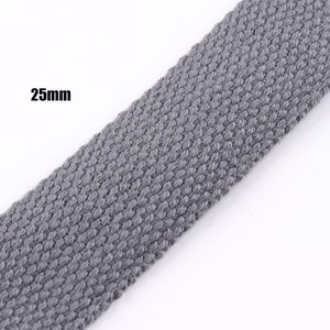 Cotton Webbing 1-5 Yards*25mm Steel Gray Webbing Fabric Belt Canvas ...