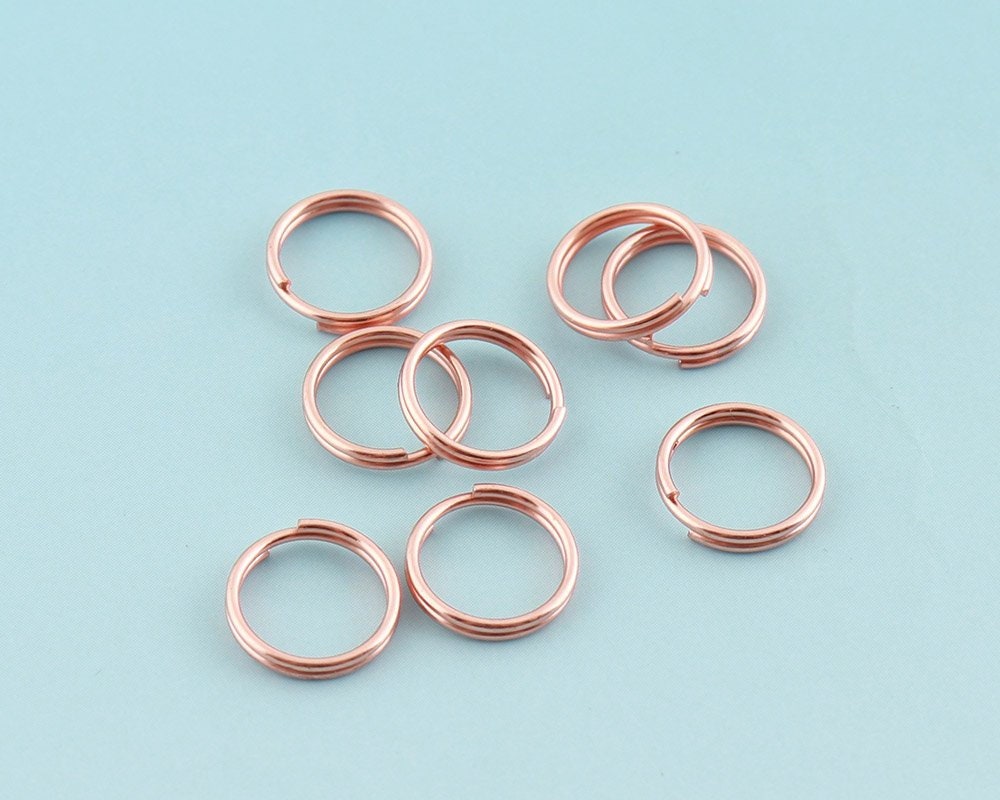 100pcs 12mm Mini Key Ring Rose Gold O Ring Large Key Fob Ring Metal ...