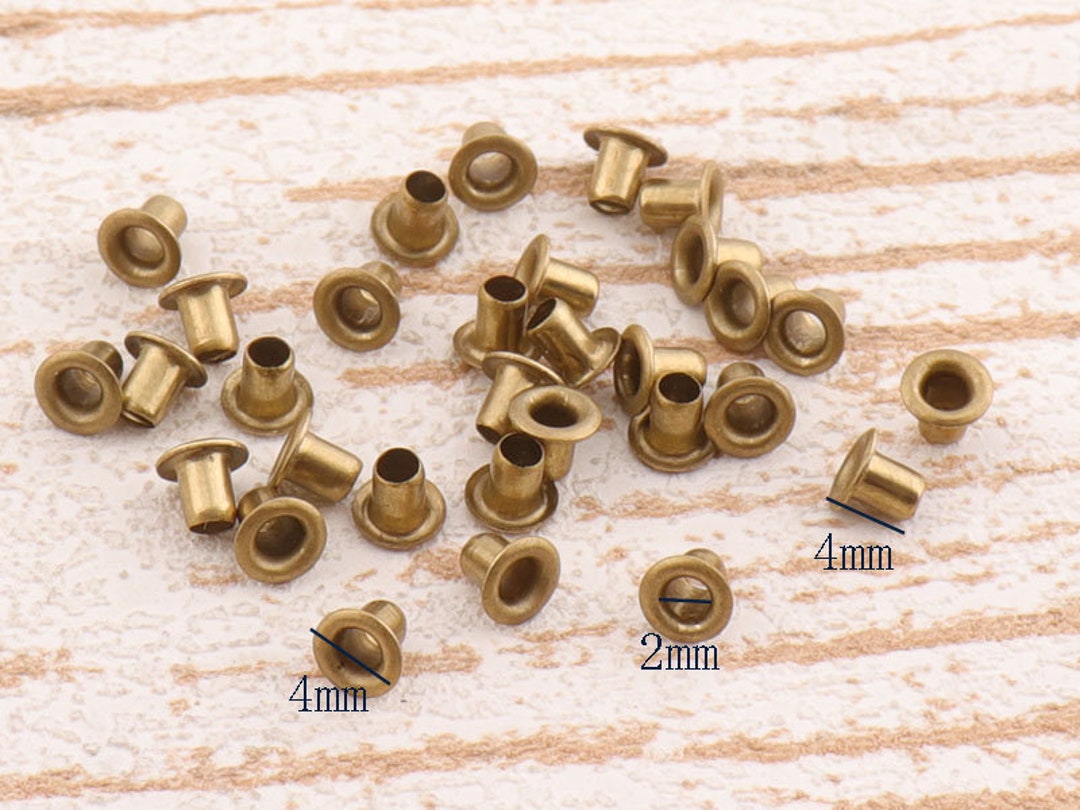 Brass Eyelets 200pcs 4mm Mini Round Grommet Eyelets for Sewing Bead ...