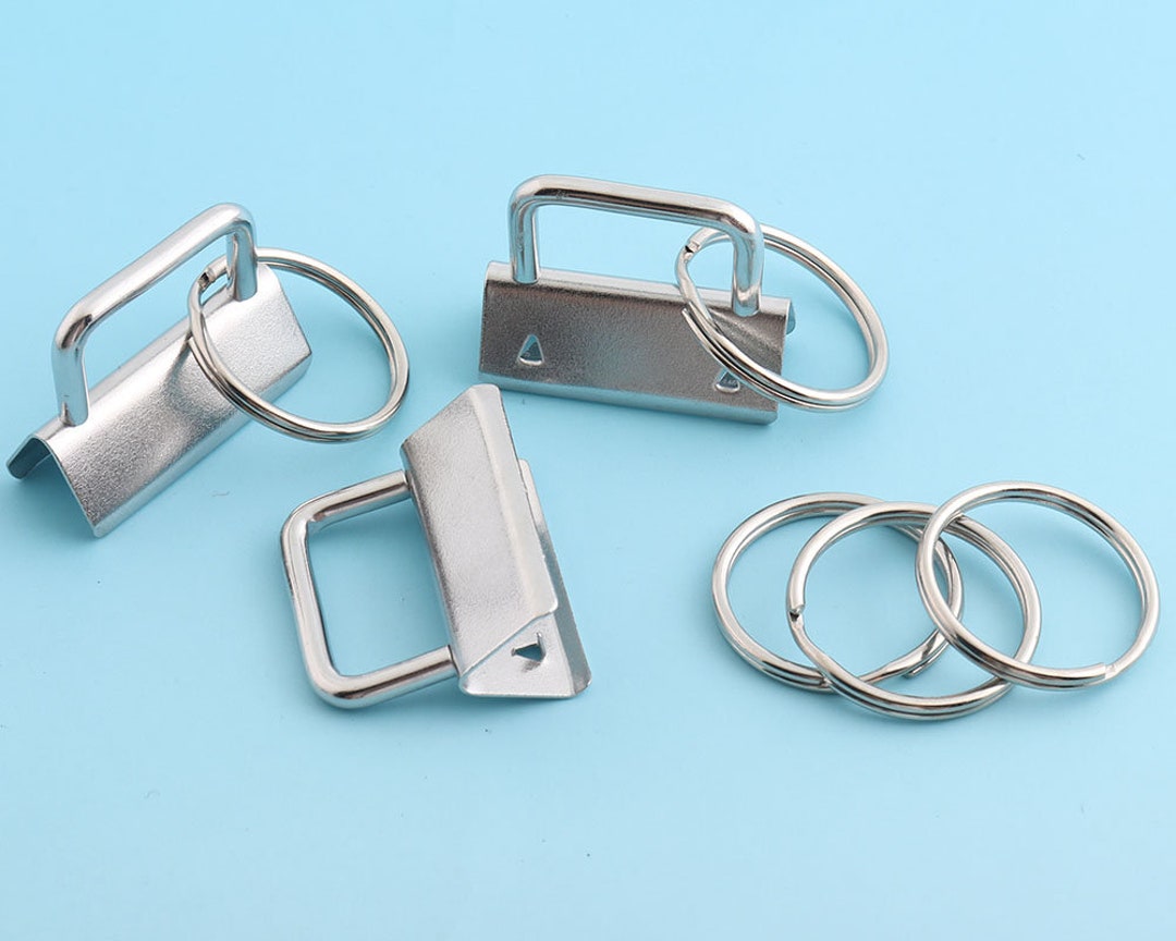 1 1/4" Key Fobs Hardware Silver Key Ring Key Chains -10pcs-webbing Key ...