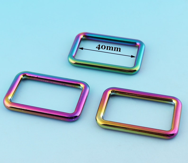 40mm Rainbow Rectangular Rings Metal/zinc Alloy Rectangle - Etsy