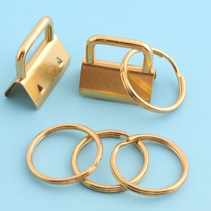 1"key Fobs Hardware Golden Key Ring Ribbon Key Fobs Key Chains-10pcs ...