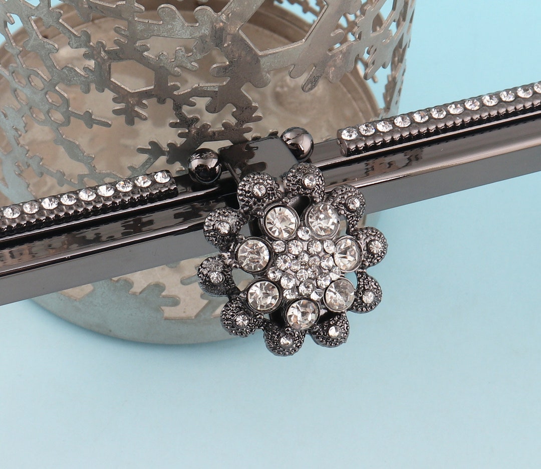 Purse Frame 21.56cm Gunmetal Purse Frame With Diamond Cluth Lock Bag ...