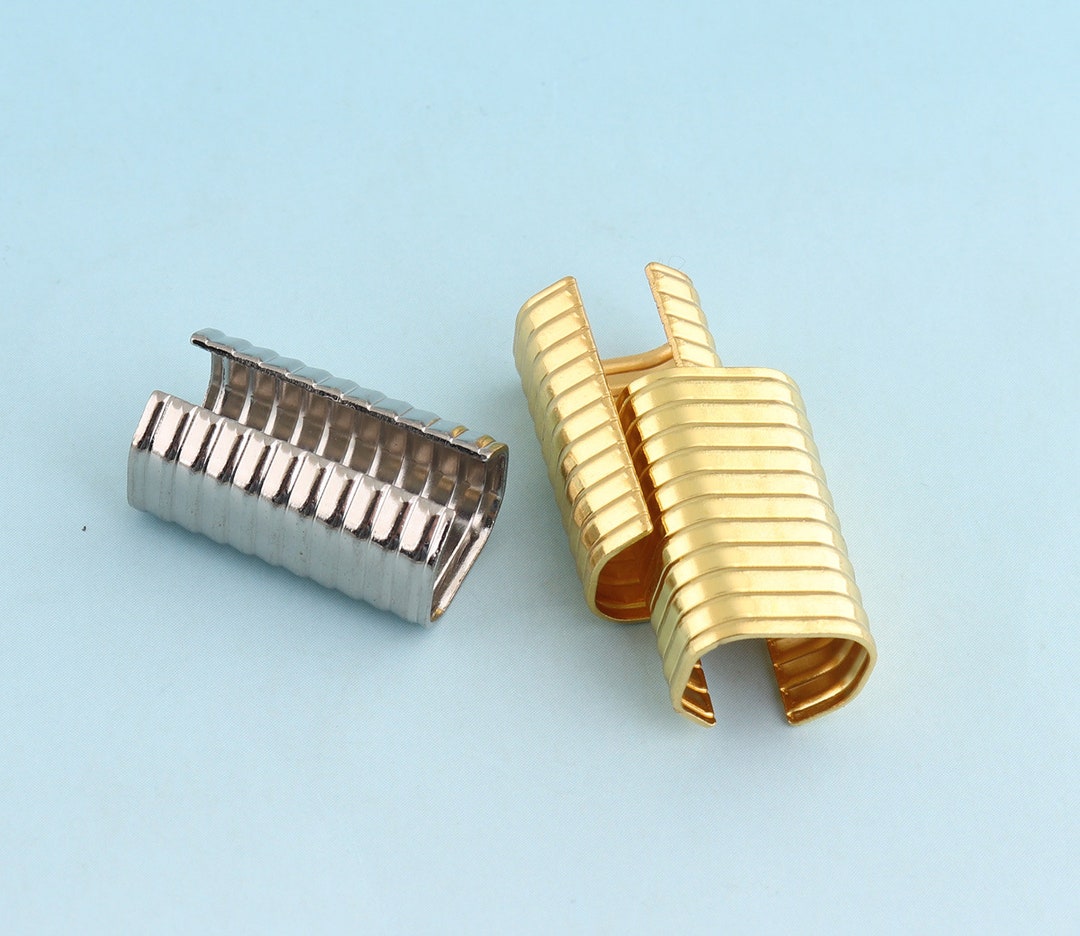 30pcs 20mm Silver Ribbon End Crimps Ribbon End Fastener Clasp Crimp ...