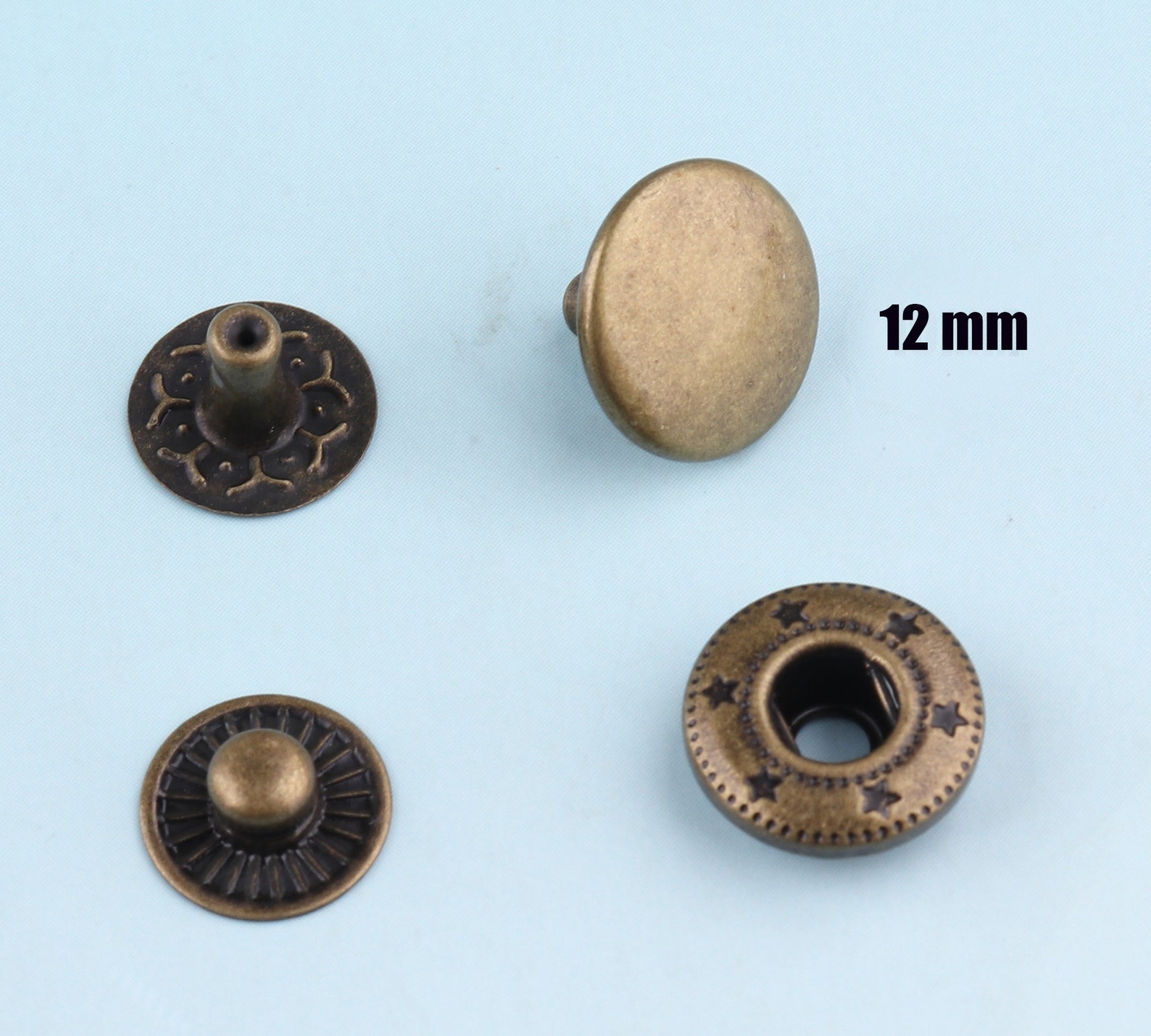 Snap Buttons 50 Sets 12 Mm Antique Bronze Snap Buttons Snap Popper ...