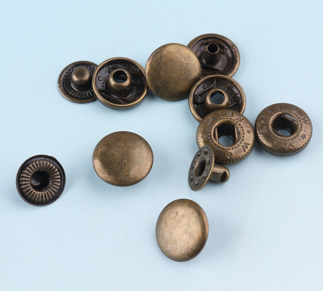Snap Fastener 100 Sets 10mm Antique Bronze Snap Buttons Clothing Button ...