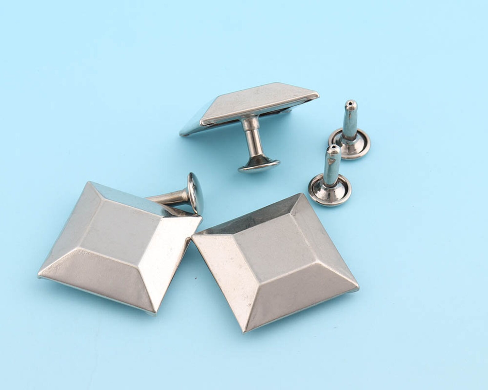 Silver Rivets 2516mm Metal Button Rectangle Cap Rivets Double | Etsy