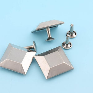Silver Rivets 25*16mm Metal Button Rectangle Cap Rivets Double Capped ...
