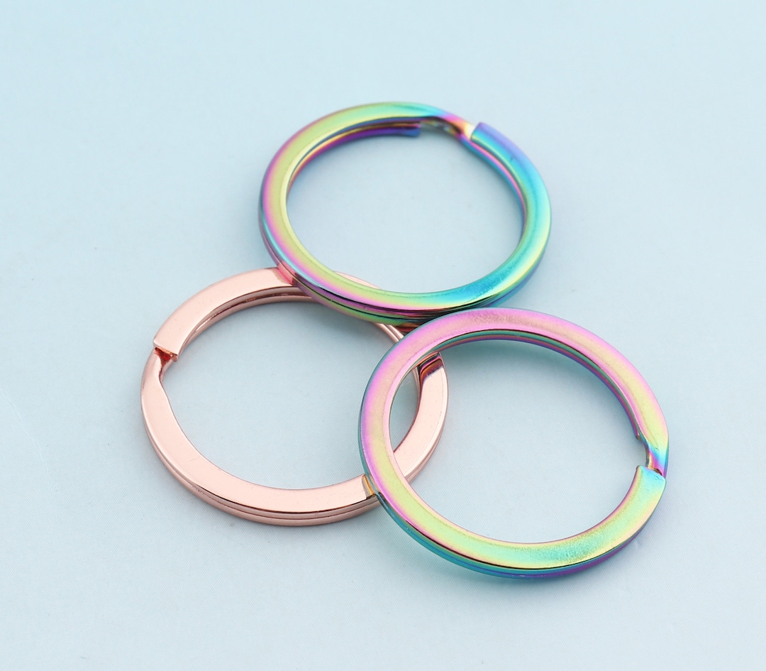 Rainbow Keyrings 15pcs 25mm Flat Key Rings Jump Ring Key Fob Ring O ...