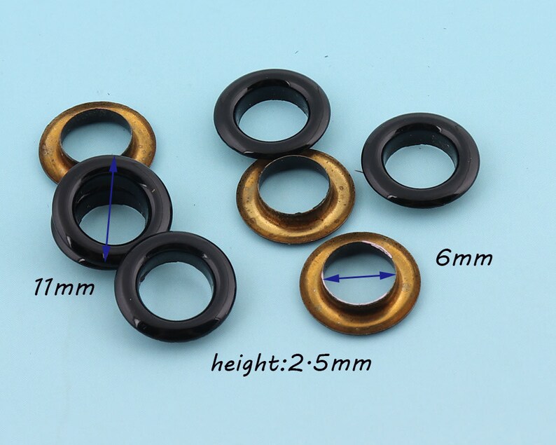 Black Eyelets 100pcs 11mm Round Grommet Eyelets for Sewing Bead Cores ...