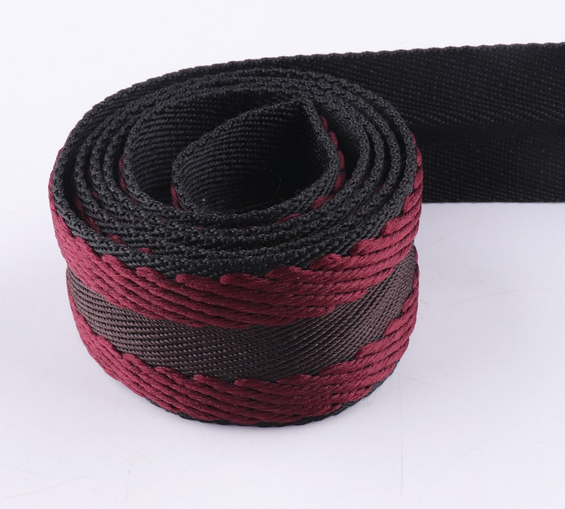 Red Striped Webbing 1-5 Yards 38 Mm Black Webbing Strap Leash Webbing ...