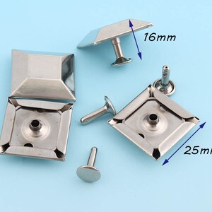 Silver Rivets 25*16mm Metal Button Rectangle Cap Rivets Double Capped ...