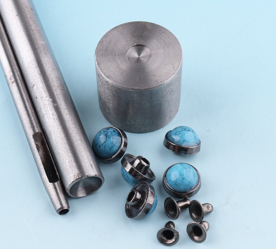 Double Caped Rivets 10mm Blue Rivets With 3 Setting Tools Metal Button ...
