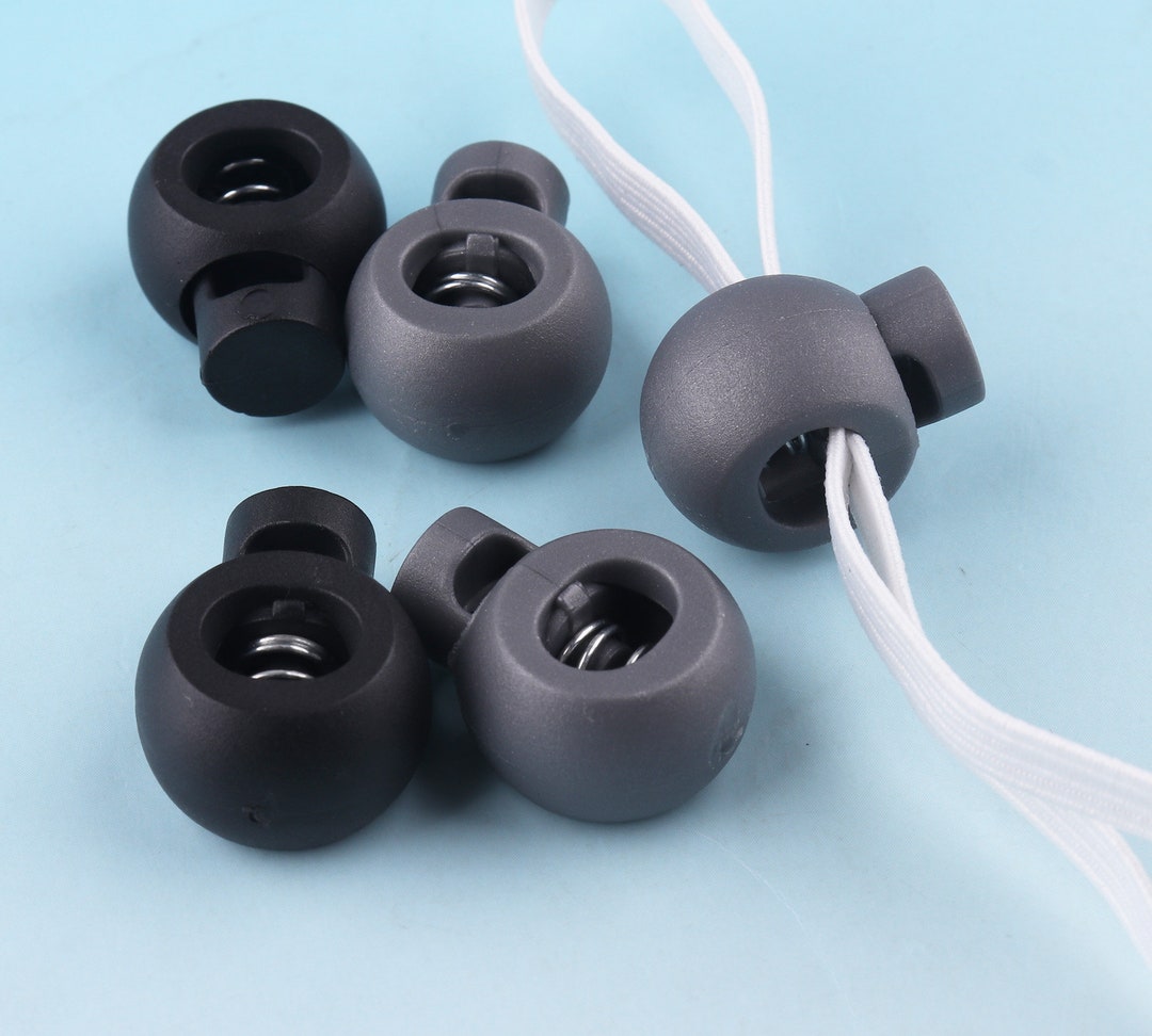 30-50pcs 9mm Rope Cord Stopper Black Cord Locks for 1/4" Elastic Cord ...