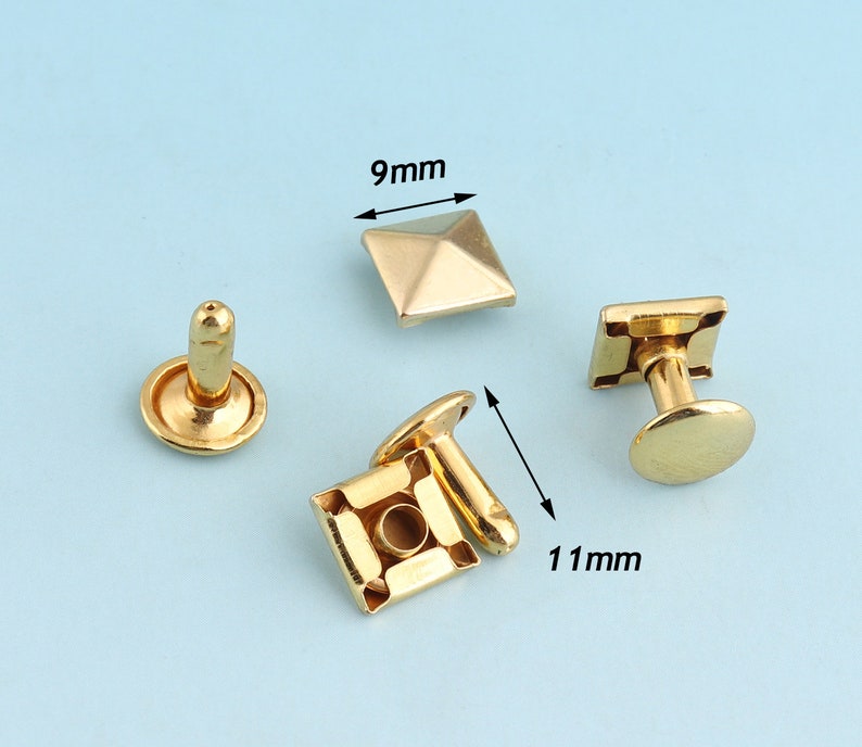 Rectangle Cap Rivets 50pcs 9mm Gold Rivets Studs Metal Button - Etsy