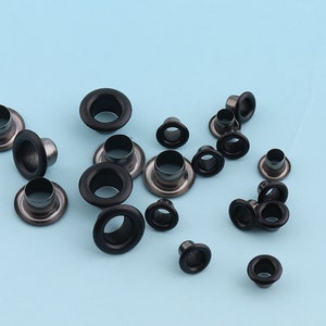 100pcs 6mm/9mm Mini Black Eyelets Round Grommet Eyelets for Sewing Bead ...