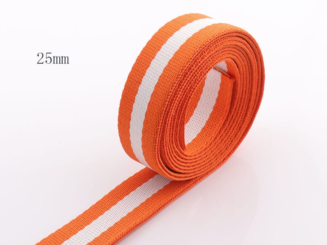 Orange Stripe Webbing 25mm Purse Straps Webbing Fabric Belt Canvas ...