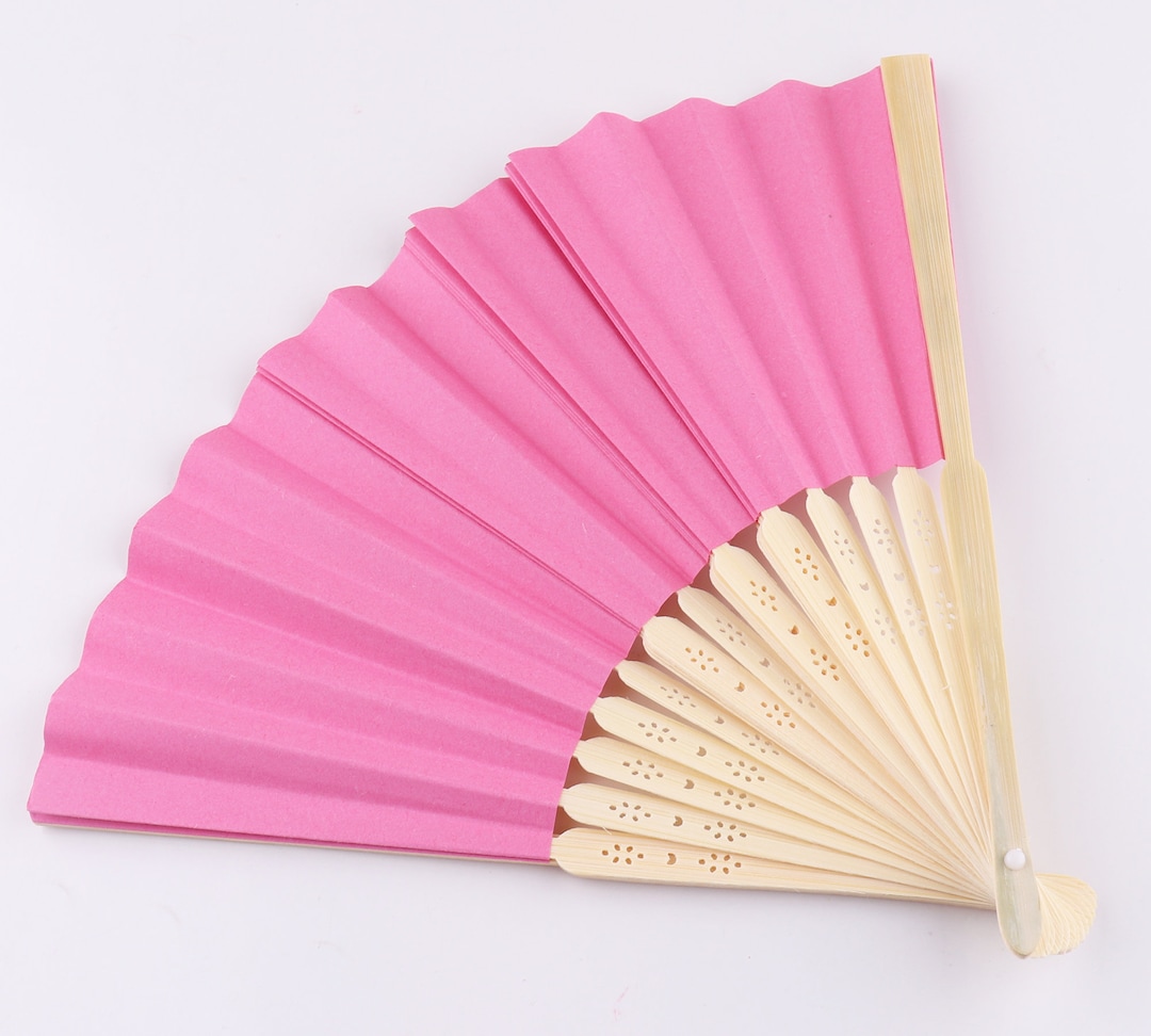 Floral Flower Hand Fans Hot Pink Fans Chinese Paper Fans Folding Fans ...