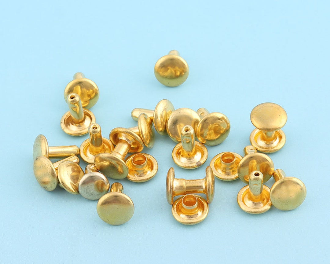 100pcs 9*7mm Gold Rivets Metal Button Double Capped Rivets Double Head ...