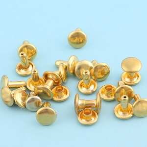 100pcs 9*7mm Gold Rivets Metal Button Double Capped Rivets Double Head ...