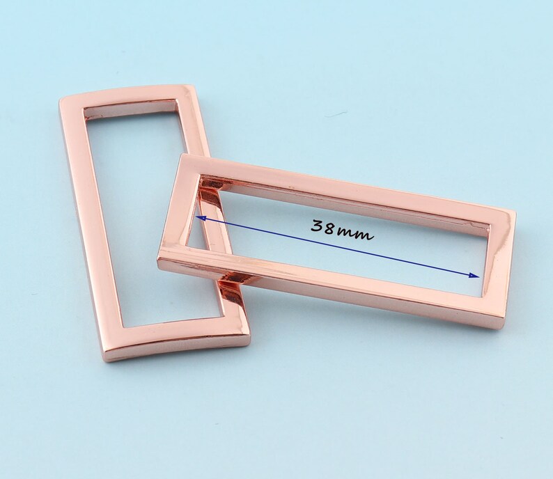 6pcs 38mm Rose Gold Rectangle Rings Alloy Rectangle Ring Belt | Etsy