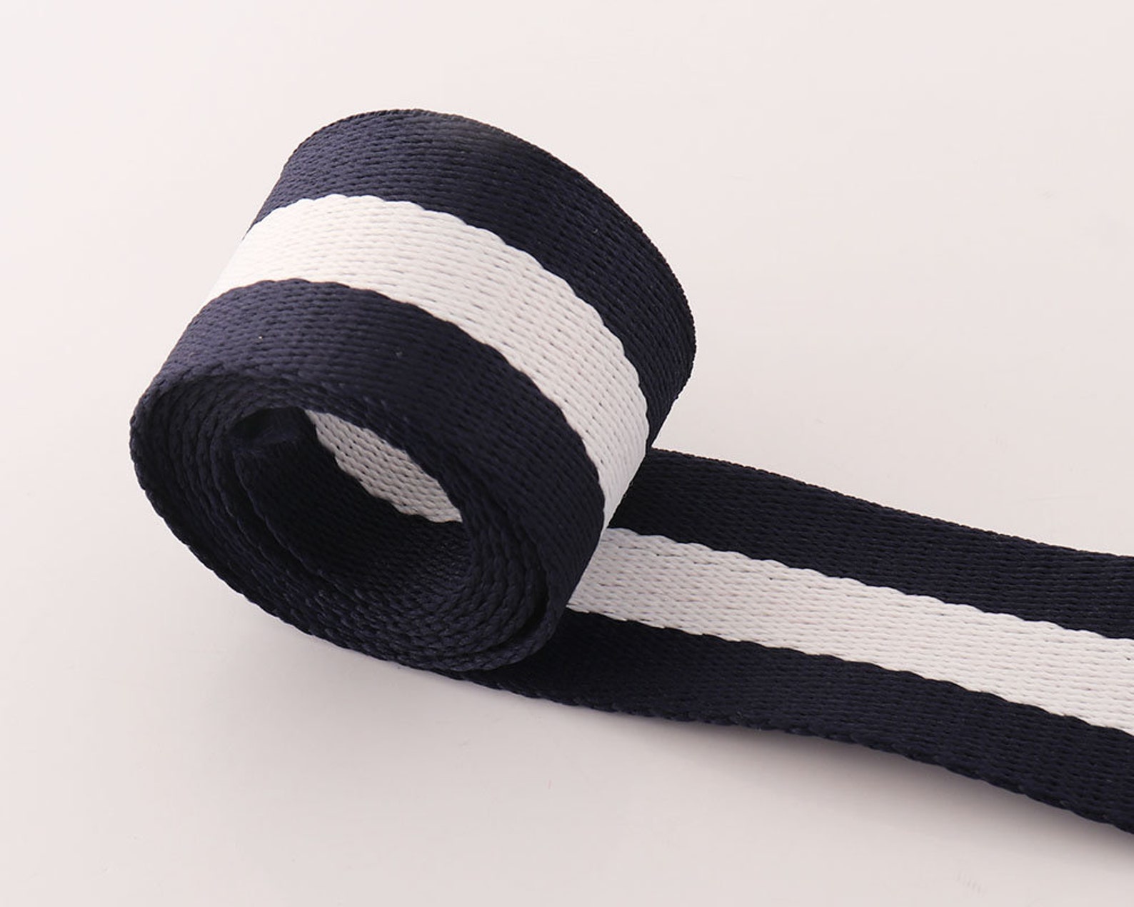 Dark Blue Stripe Webbing 38mm Stripe Webbing Fabric Belt Canvas Webbing ...