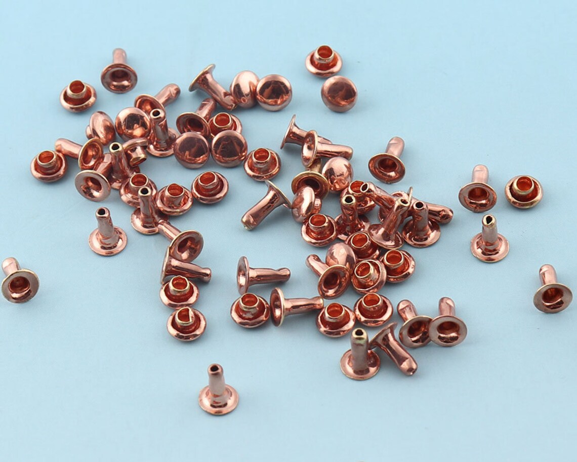 Rose gold Double caped Rivets 100pcs 4mm Mini Rivets Metal | Etsy