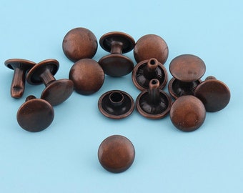 100 Sets 10mm Head X 8mm Post Rivet Round Cap Double Headed Nickel ...