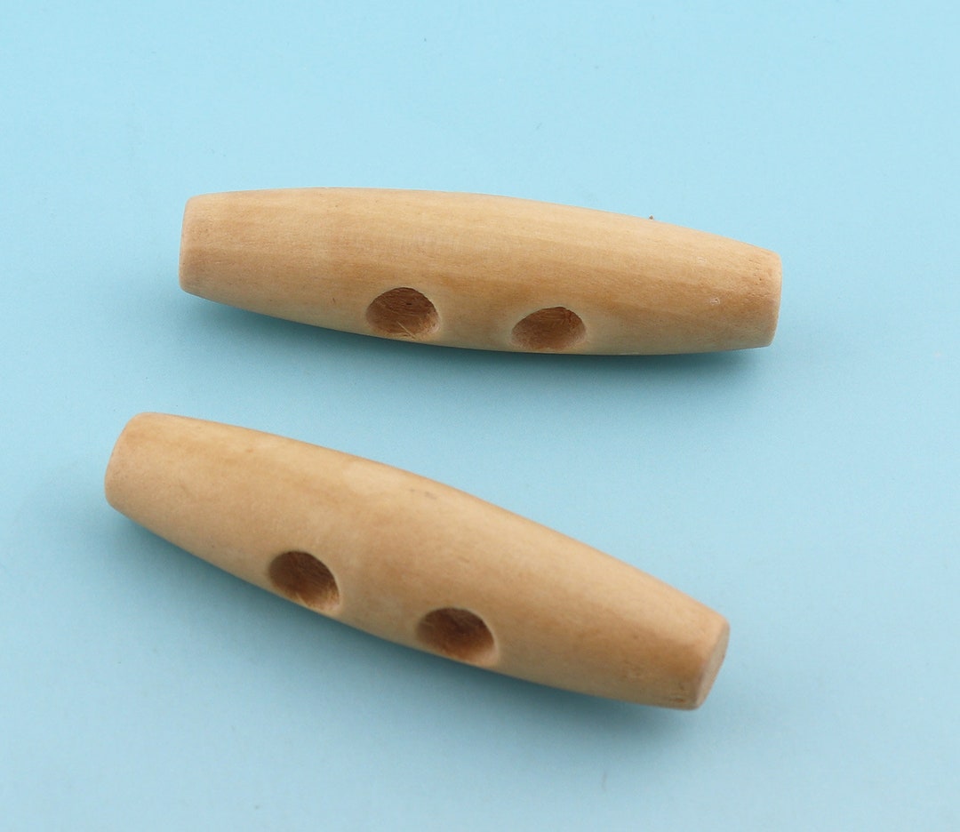 Natural Wooden Toggle Buttons 10pcs 50mm Toggle Buttons With TWO Holes ...