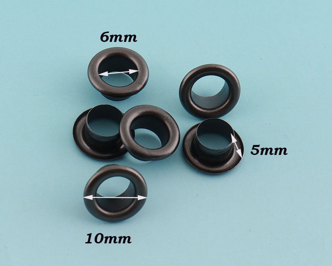 Black Eyelets 100pcs 10mm Round Grommet Eyelets for Sewing Bead Cores ...